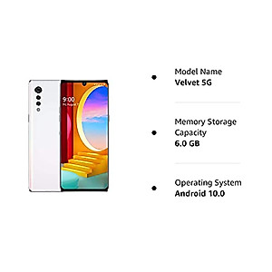 LG Velvet 5G (128GB, 6GB RAM) 6.8" OLED, Snapdragon 765, 48MP 4K Camera, US 5G/Global 4G LTE T-Mobile Unlocked (AT&T, Metro, Straight Talk, Latin) LM-G900TM (Aurora White) (Renewed)
