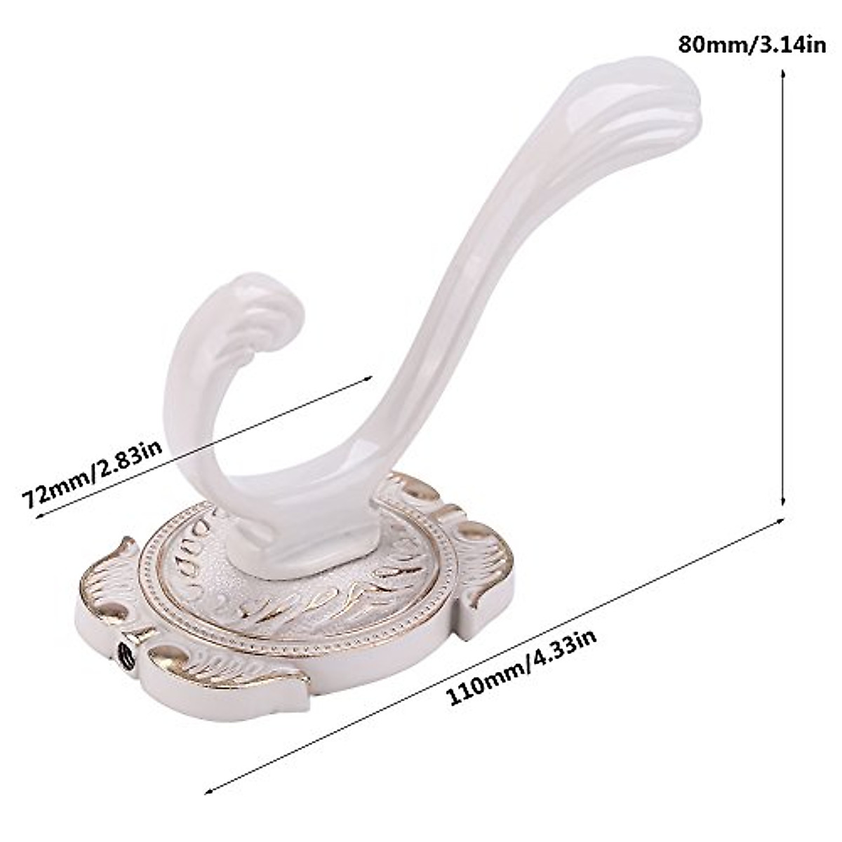 Fdit Bathroom Retro Zinc Alloy Wall Mounted Hooks Towel Clothes Coat Hat Door Hooks Wall Mounted Coat Hanger(Ivory White)