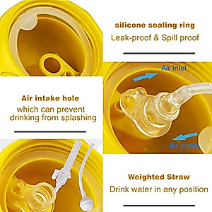Sippy Cup for Baby Months 6+, Weighted Straw PPSU Non Spill Cup for Toddlers, Baby Straw Cup with Handles, Spill-Proof, Leak-Proof Soft Spout Cup 240ml, BPA Free (Yellow)
