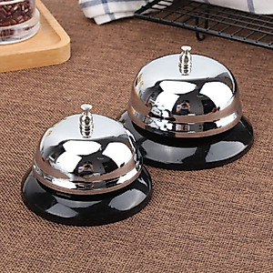 Call Bell 2 Packs 3.35 Inch Diameter with Metal Anti-Rust Construction, Ringing, Durable, Desk Bell Service Bell for Hotels, Schools, Restaurants, Reception Areas, Hospitals, Warehouses(Silver)