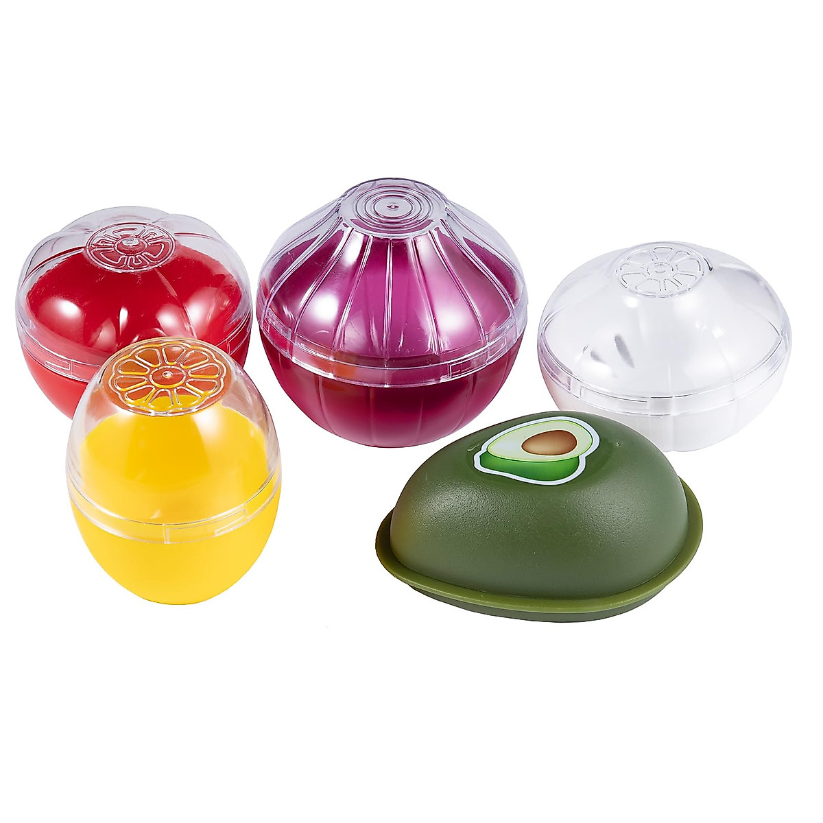 Ortarco 5Pcs Onion Avocado Holder Storage, Lemon Tomato Garlic Keeper Saver for Fridge BPA free Vegetable and Fruit Storage Containers