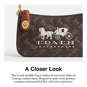 Coach Horse and Carriage Coated Canvas Turnlock Penn Shoulder Bag, Truffle Burnished Amber