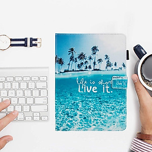 Dteck Case for iPad 9.7 inch 2018 2017 / iPad Air Case/iPad Air 2 Case, PU Leather Folio Smart Cover with Auto Sleep Wake Stand Wallet Case for Apple iPad 6th / 5th Gen,iPad Air 1/2, Beach Live it