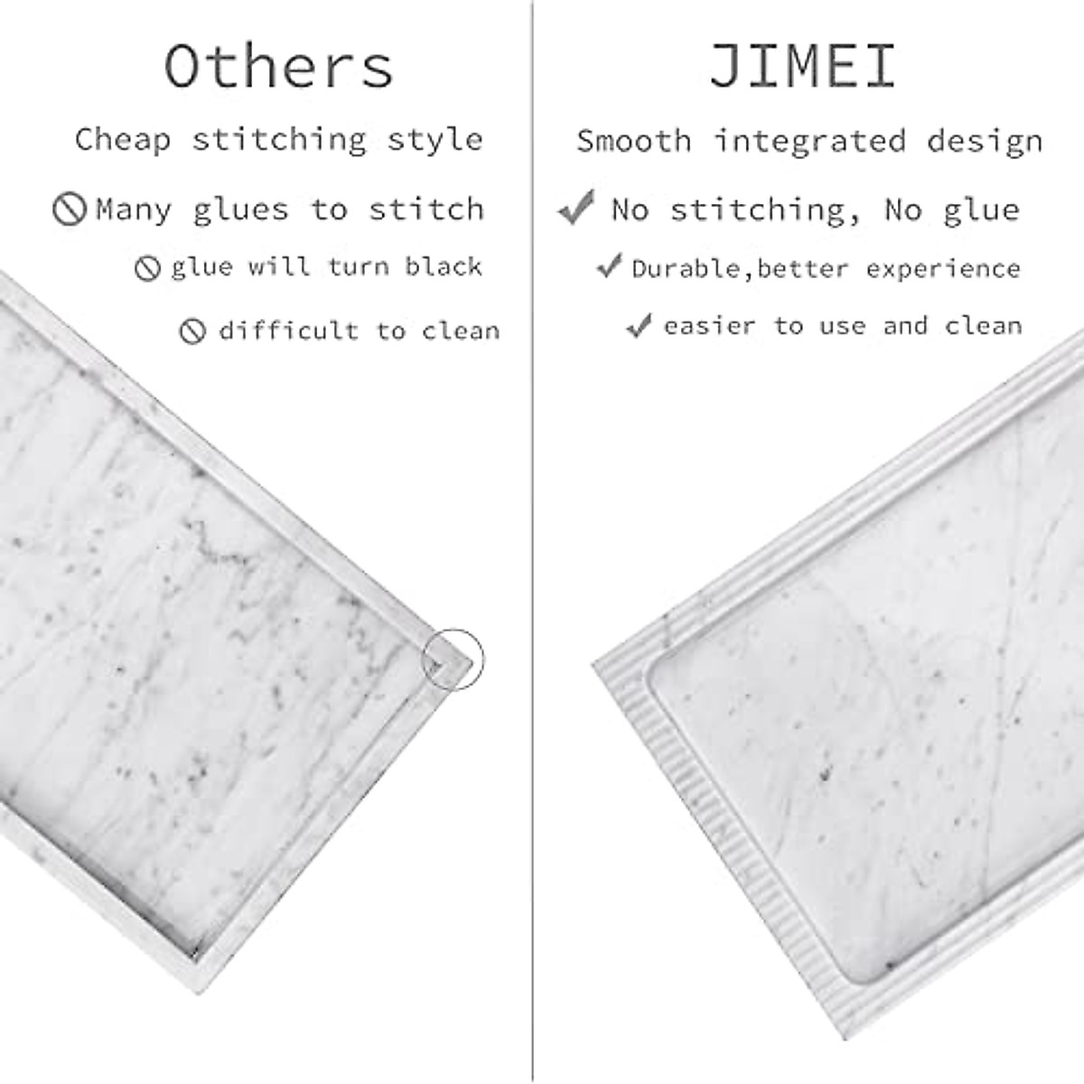 JIMEI Marble Tray Rectangular Vanity Tray and Serving Tray for Bathroom,Kitchen and Coffee Table,Jewelry & Perfume Organizer (Italian Carrara White 11.8 x 7.9 x 0.98in)