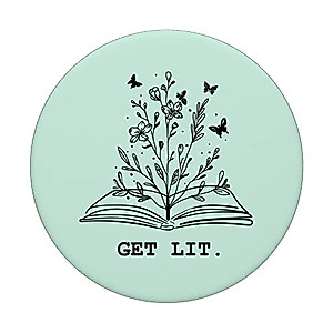 Get Lit Library Book Wildflowers Lovers Literature Teacher PopSockets Swappable PopGrip