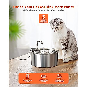 KOOGMOON Cat Water Fountain Stainless Steel, 108oz/3.2L Automatic Cat Fountain, Multi-Filtration, Easy to Clean, Ultra Silent Dog Water Dispenser for Cats, Dogs and Other Pets