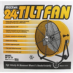 Ventamatic BF24TF YEL MaxxAir 24-Inch High-Velocity 2-Speed Portable Air Circulator, Yellow