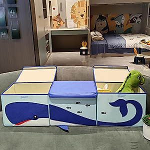 MYFLOCY Toy Box for Kids Extra Large, Collapsible Toddler Toy Organizer Storage, Waterproof Child Toy Chest for Boys Girl with Lids, Sturdy Toy Kid Storage Bin for Nursery(Navy Blue Whale)