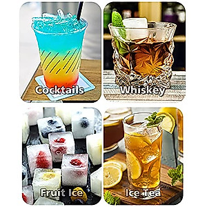 Vshinic Ice Cube Tray,Freezer Ice Maker, Ice Trays for Freezer With Lid,Whiskey Ice Ball Maker Large Square Ice Cube Molds with Lid for Cocktails Bourbon Coffee Juice - Reusable & BPA Free 2 Pack
