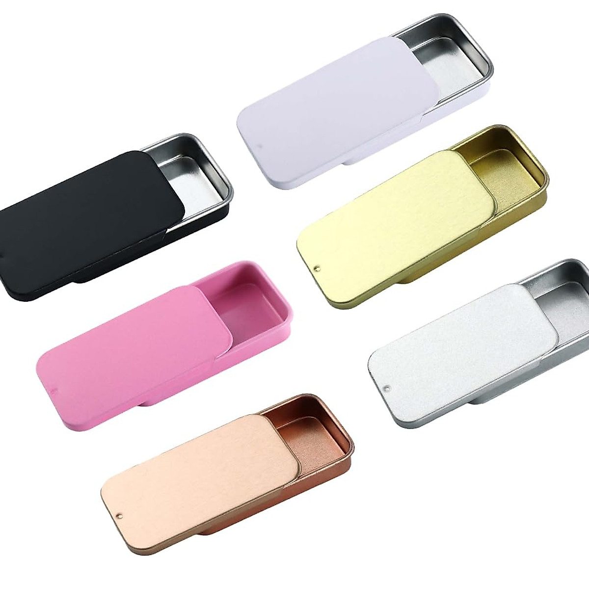 6 Pcs Mini Rectangular Storage Box,Tinplate Push-Pull Box,Slide Top Tin Containers,Metal Containers,2.36x1.34x0.43inch