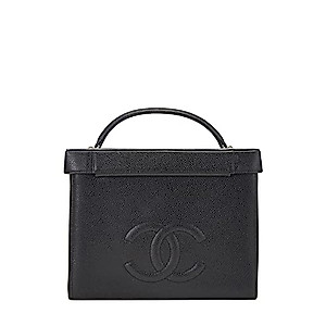 CHANEL, Pre-Loved Black Caviar Circle 'CC' Vanity Large, Black