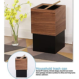 PIPONS Garbage Bin for Bathroom Rubbish Recycle Bins 12Liter/3.17 Gallon Solid Wooden Trash Can Retro Semi Open for Kitchens,Home Bedroom Living Room Trash Can Wastebasket