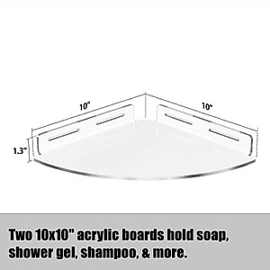 KATASKI 2 Pack Acrylic Bathroom Shelf, Acrylic Shower Shelf, Wall Mounted Clear Floating Corner Shelf, Tile Wall Shower Storage Organizer