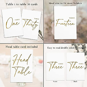 Twistionery Wedding Table Numbers - Gold Table Numbers for Wedding Reception - Table Number Cards - Table Wedding Number Cards - Table Numbers 1-30