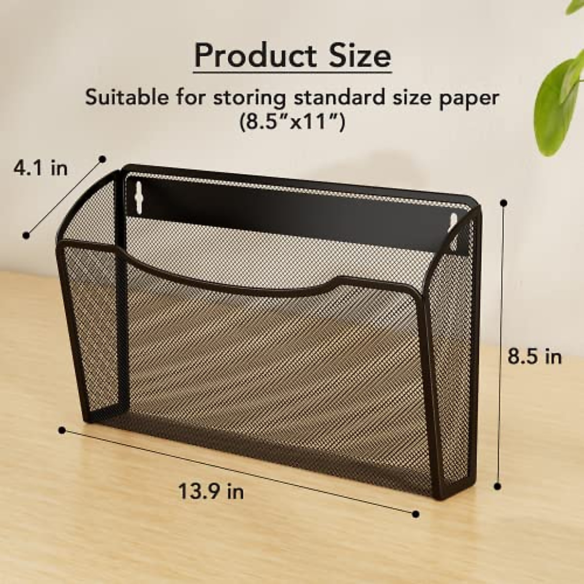 MaxGear Mesh File Holder Wall Organizer 3 Pockets Hanging File Organizers Wall Mounted Paper Organizer Holders Wall Bins for Office and Home, Black