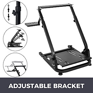 Hottoby Racing Simulaor Cockpit Aluminum Profile Truck Simulator with Red Seat&Monitor Frame Fit for Logitech/Thrustmaster/Fanatec G920,G923&T80 F1 Professional,No Handbrake,Pedals,Steering Wheel