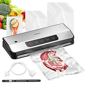 Vacuum Sealer Machine, Reemix Automatic Food Vacuum Sealer with Starter Kit, Air Sealing for Food Storage with 20 Bags, Pulse Function, Moist&Dry Mode and External VAC