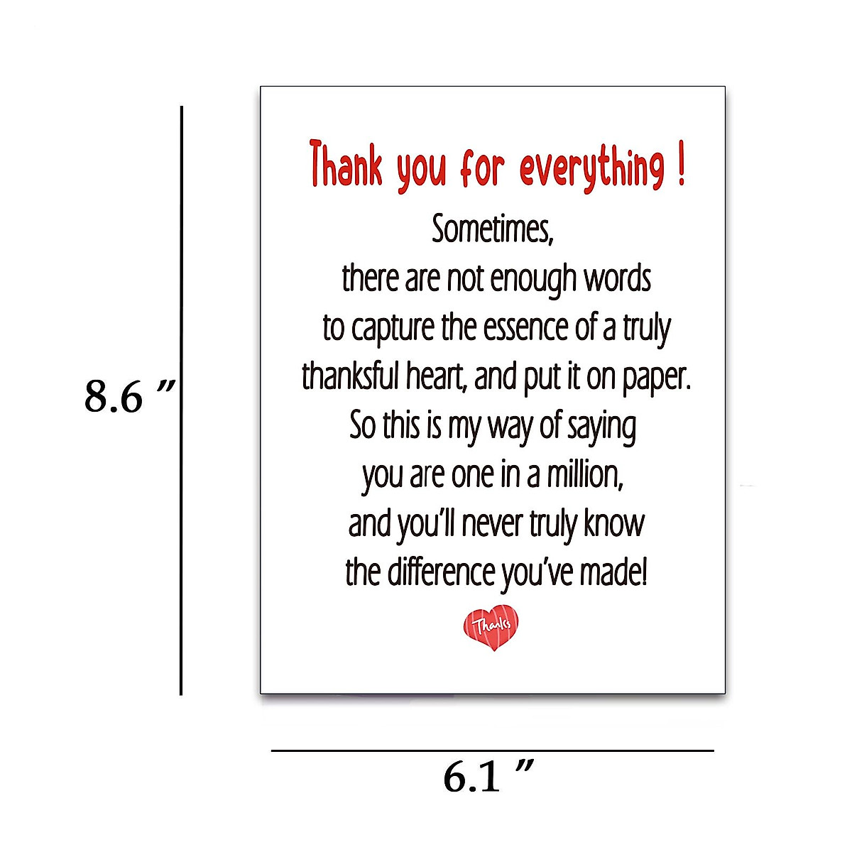 Dapofajor Thank You Card, Appreciation Card for Women Men, Thank You Card for Him Her Friend, Unique Teacher Appreciation Card