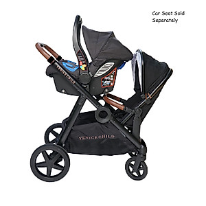 Venice Child Maverick Tandem Travel System Single to Double Stroller- Includes 2 Toddler Seats (Package 3, Eclipse Black)