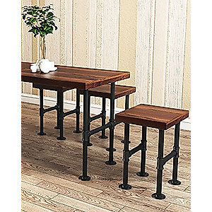 Niubid 28 Inch Industrial Pipe Table Leg Set - Iron Base LegsCoffee & End Tables, Desks, Nightstand - Vintage, Mid-Century Modern Aesthetic - Dark Grey Black Rough Pipes