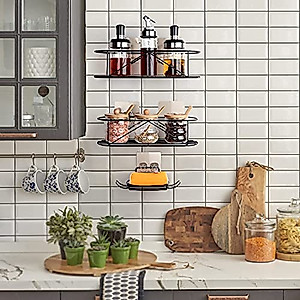 Ekero Shower Caddy Shower Organizer Shelf,Rustproof Shower Rack,No Drilling Shower Basket Adhesive Wall Mounted,Soap Holder with Hooks,Shower Storage for Bathroom Shower Kitchen 3-pack Black