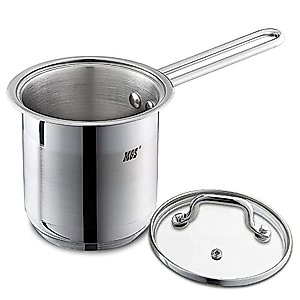 Premium 18/10 Stainless Steel Stockpot Milk Pan with Glass Lid,1.6-Quart Sauce Pan Professional Cooking Pot Cookware with Long Heatproof Handle,Easy Clean & Dishwasher Safe