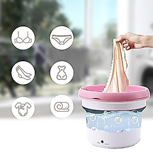 Portable Washing Machine,Mini Folding Washing Machine,Lightweight Compact Washing Machine for Baby Clothes Underwear Camping Travelling Apartment Dorms 7L 1.9KG (Pink)