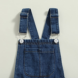 Karuedoo Kid Toddler Baby Girl Denim Overalls Ripped Bell Bottoms Flare Jeans Overalls Strap Suspender Pants Outfit (Blue, 3-4T)
