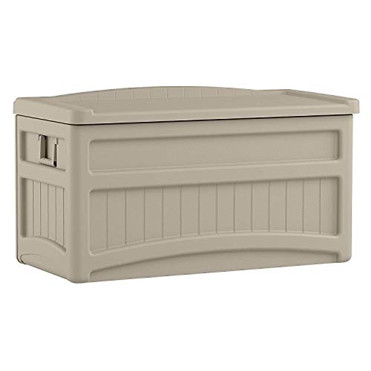 Suncast 73-Gallon Resin Outdoor Patio Storage Deck Box with Seat, Taupe (2 Pack)