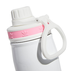 adidas Originals 600 Ml (20 Oz) Metal Water Bottle, Hot/Cold Double-Walled Insulated 18/8 Stainless Steel, White/Pulse Magenta Pink/Hazy Orange, One Size