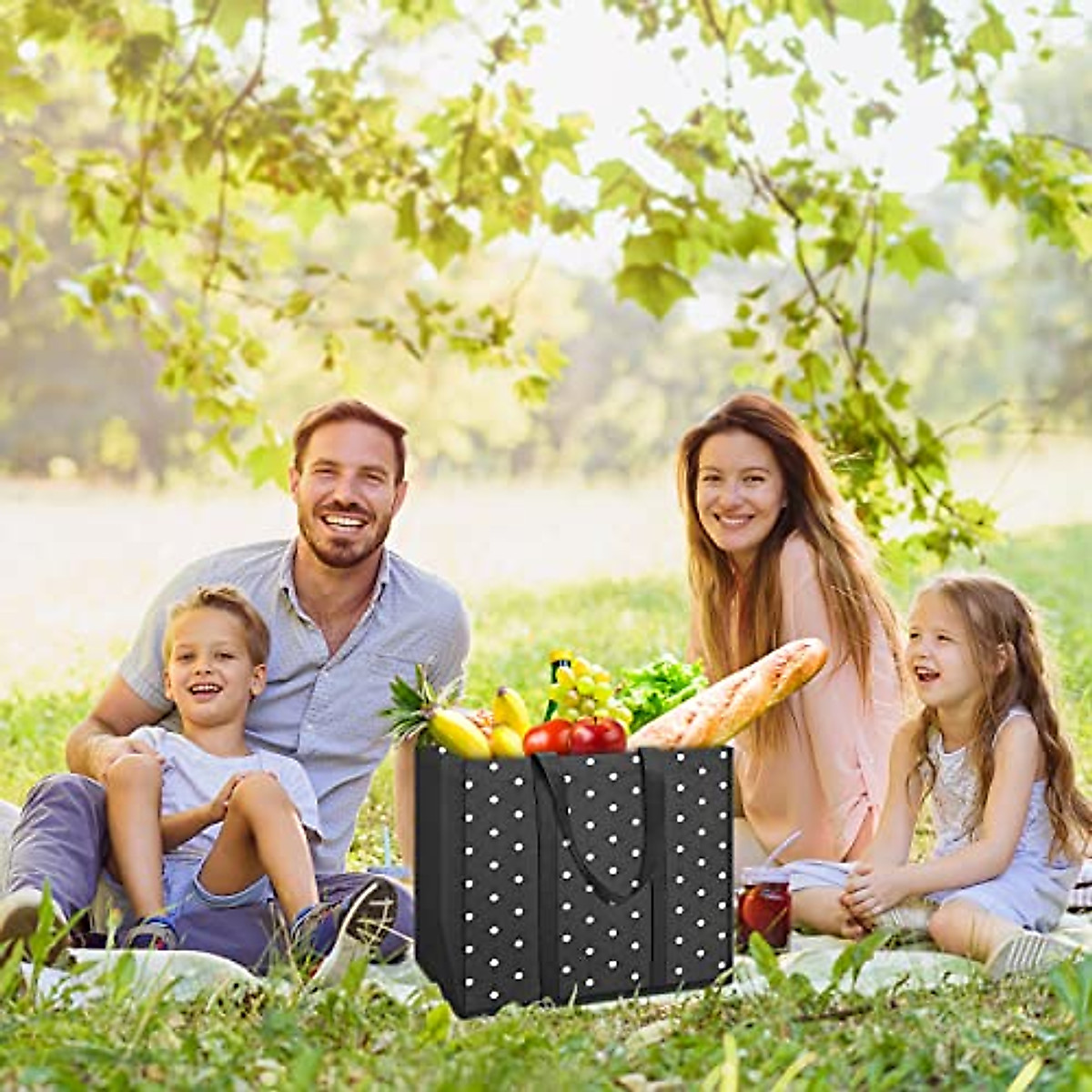 Fab totes 6 Pack Reusable Grocery Bags 35L Large Capacity Shopping Bags Heavy Duty Reusable Bags for Groceries Waterproof Tote Bags for Shopping and Picnic with Sturdy Handles