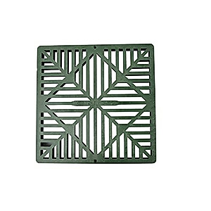 NDS 1212 Square Catch Basin Drain Grate, Standard Design, Fits 12 Inch Catch Basin Drain, Risers and Low Profile Adapter, 12 Inch, Plastic, Green
