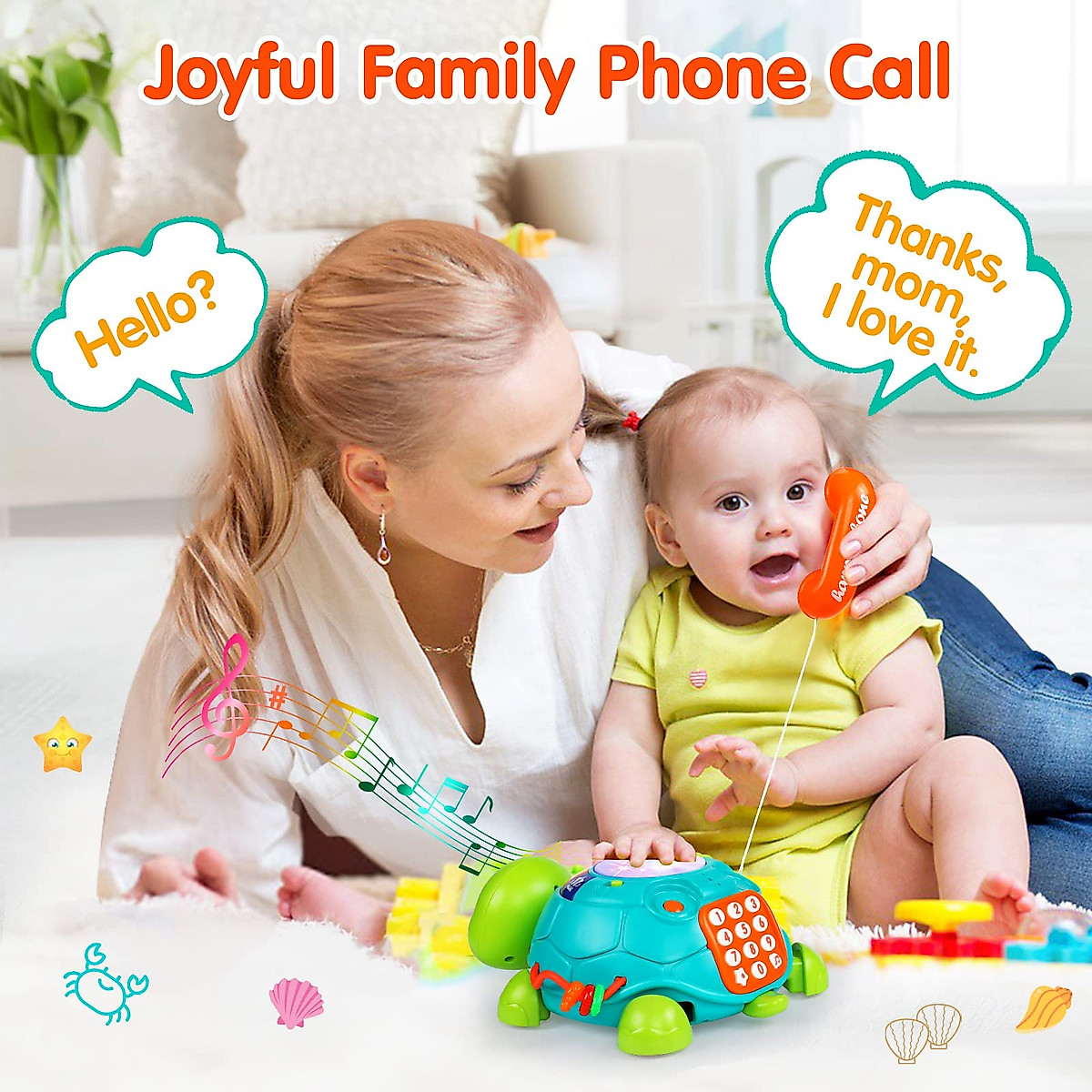 OCATO Infant Baby Toys 6 to 12 Months Crawling Musical Turtle Toys 6 9 12 18 Month Old Toddler & Baby Toys 12-18 Months, Light Up Tummy Time Educational Learning Toys for 1 2 3 Year Old Boy Girl Gifts