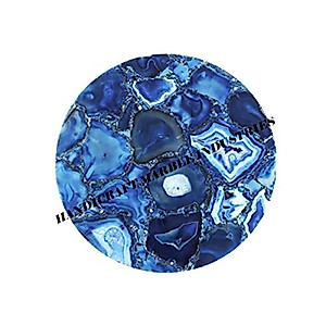 Blue Agate Stone Round Coffee Table Top, Blue Agate Stone Round Counter Top, Blue Agate Stone Round Centre Table Top, Blue Agate Stone Round Dining Table Top, Home Decor, Piece Of Conversation