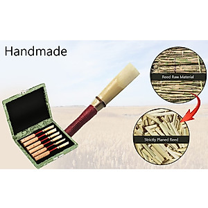 Oboe Reed Case,Protect Against Moisture Wooden + Silk Cloth Cover Reed Case Holder Storage Box for 6pcs Oboe Reeds Maple Wooden (Green)