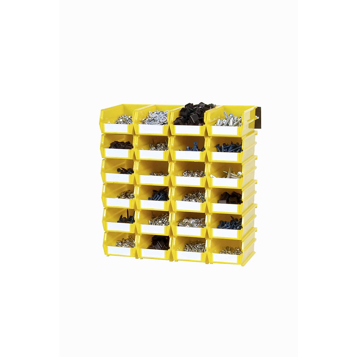 Triton Products 3-210YWS LocBin 26 Piece Wall Storage Unit with 5-3/8 Inch L x 4-1/8 Inch W x 3 Inch H Yellow Interlocking Poly Bins, 24 CT, Wall Mount Rails 8-3/4 Inch. L with Hardware, 2 pk