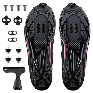 Venzo Women's MTB Bike Bicycle Cycling Shoes with Multi-Function Clip-less Pedals & Cleats - Compatible with Shimano SPD & Crankbrother System - 5.5 US Women