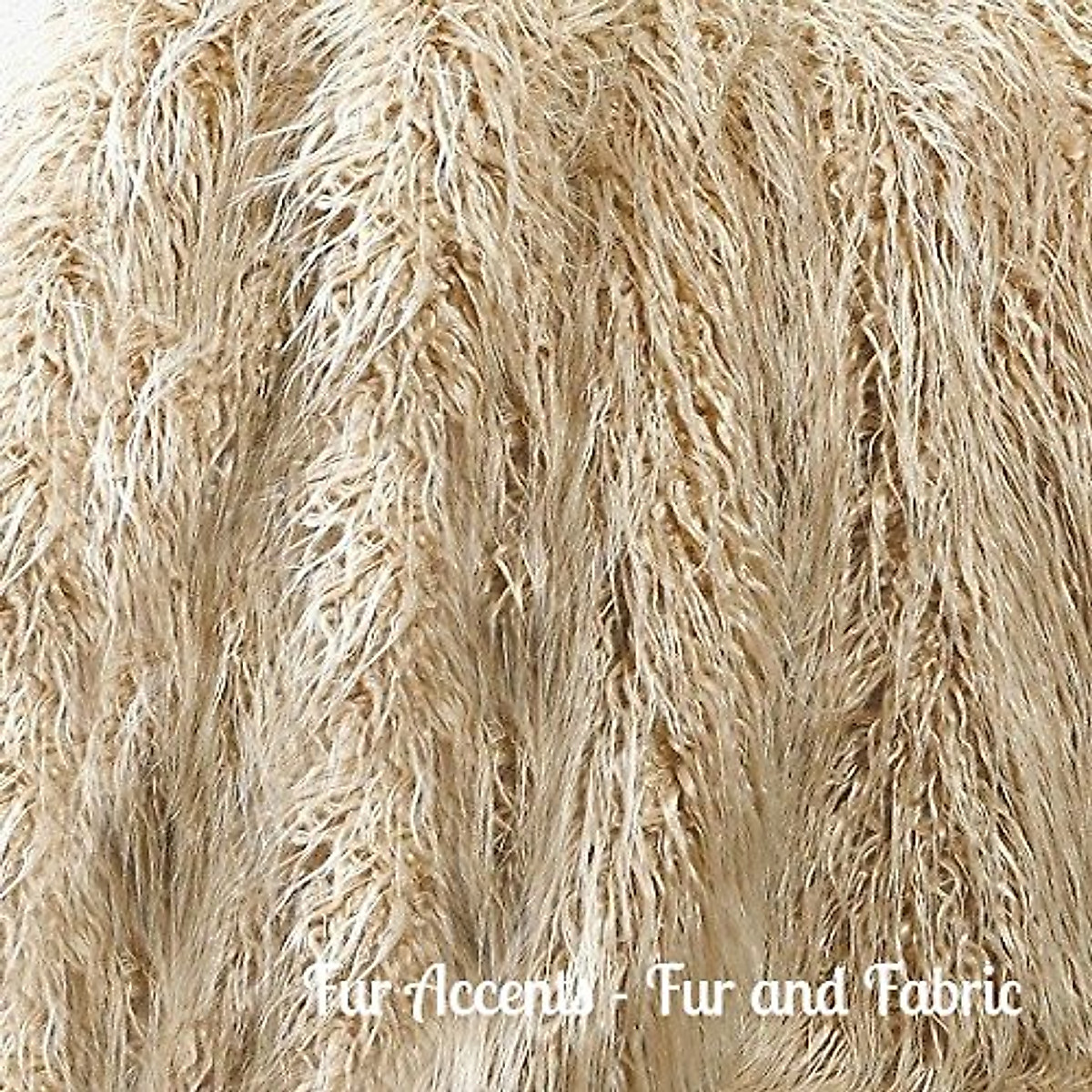 Fur Accents Luxury Faux Fur Throw Blanket - Natural Beige Mongolian Shag Long Hair Llama Sheepskin USA (5'X8')
