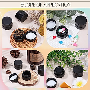 50 Pcs 5 ml Thick Glass Jars with Lid Black UV Protection Glass Bottle Cosmetic Containers Reusable 5g Jars for Lotion Lip Balm Makeup Wax Cosmetics Powder Supplies