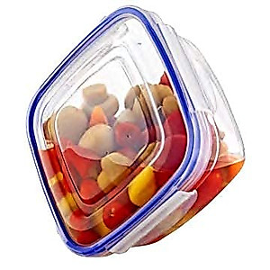 Superio Square Sealed Containers For Food, Set of 3 - Durable Plastic Containers With Lids, Leak Free