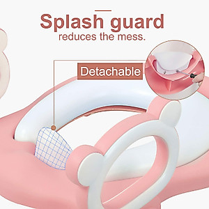 GrowthPic Toddler Toilet Training Seat Ladder with Sturdy Non-Slip Wide Step and Soft Cushion for Girls with Splash Guard(New)