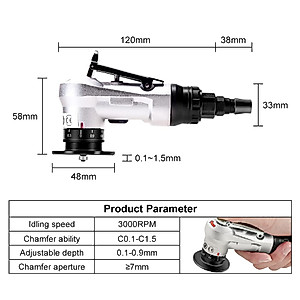 AUGUSTTOOLS Mini Pneumatic Chamfering Machine, Portable Handheld 45 Degree Arc Air Chamfer Tool for Metal Trimming and Deburring