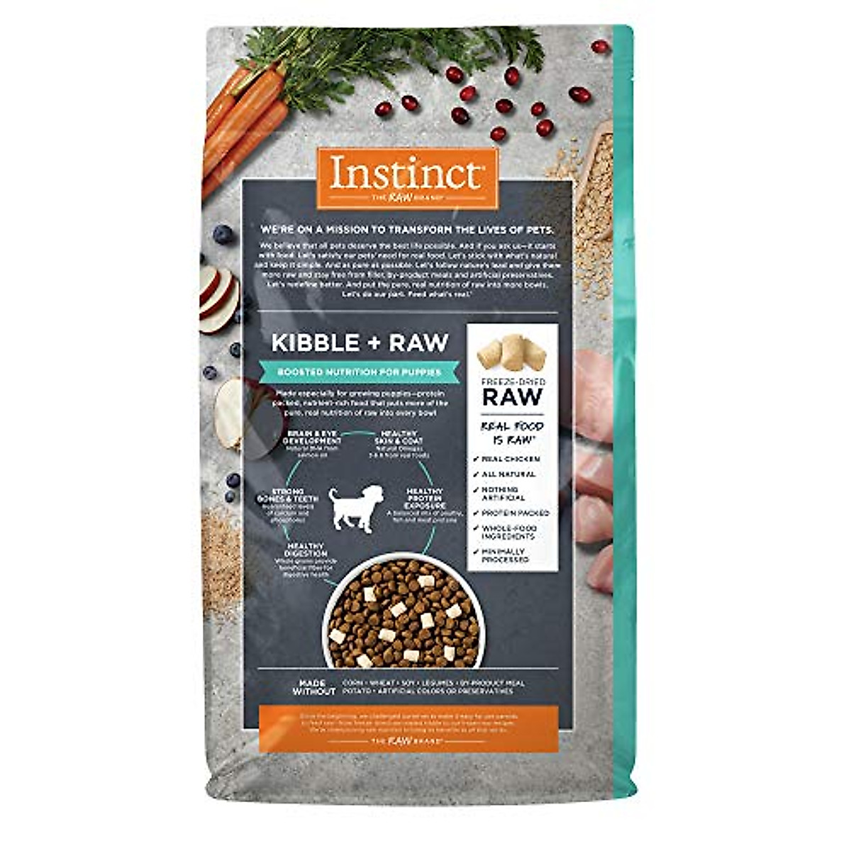 Instinct Raw Boost Puppy Whole Grain Real Chicken & Brown Rice Recipe Natural Dry Dog Food, 4.5 lb. Bag
