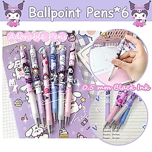 Cartoon Kawaii Set Including Bookmarks Pens Card Holders with Lanyard Sticky Note Ruler Stickers Button Badges Keychain