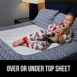 Gorilla Grip Washable and Reusable Underpads, Absorbent Leak Proof Bed Incontinence Pads, 52x34, Slip Resistant Bedwetting Pad Protector Absorbs up to 8 Cups for Bedwetting, Adults Elderly Kids, White