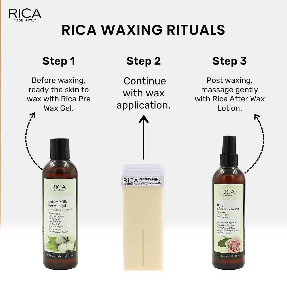 Rica Wax White Chocolate Roll-On Wax Kit (Set of 4 Refill Wax) 100 ML - Made in Italy
