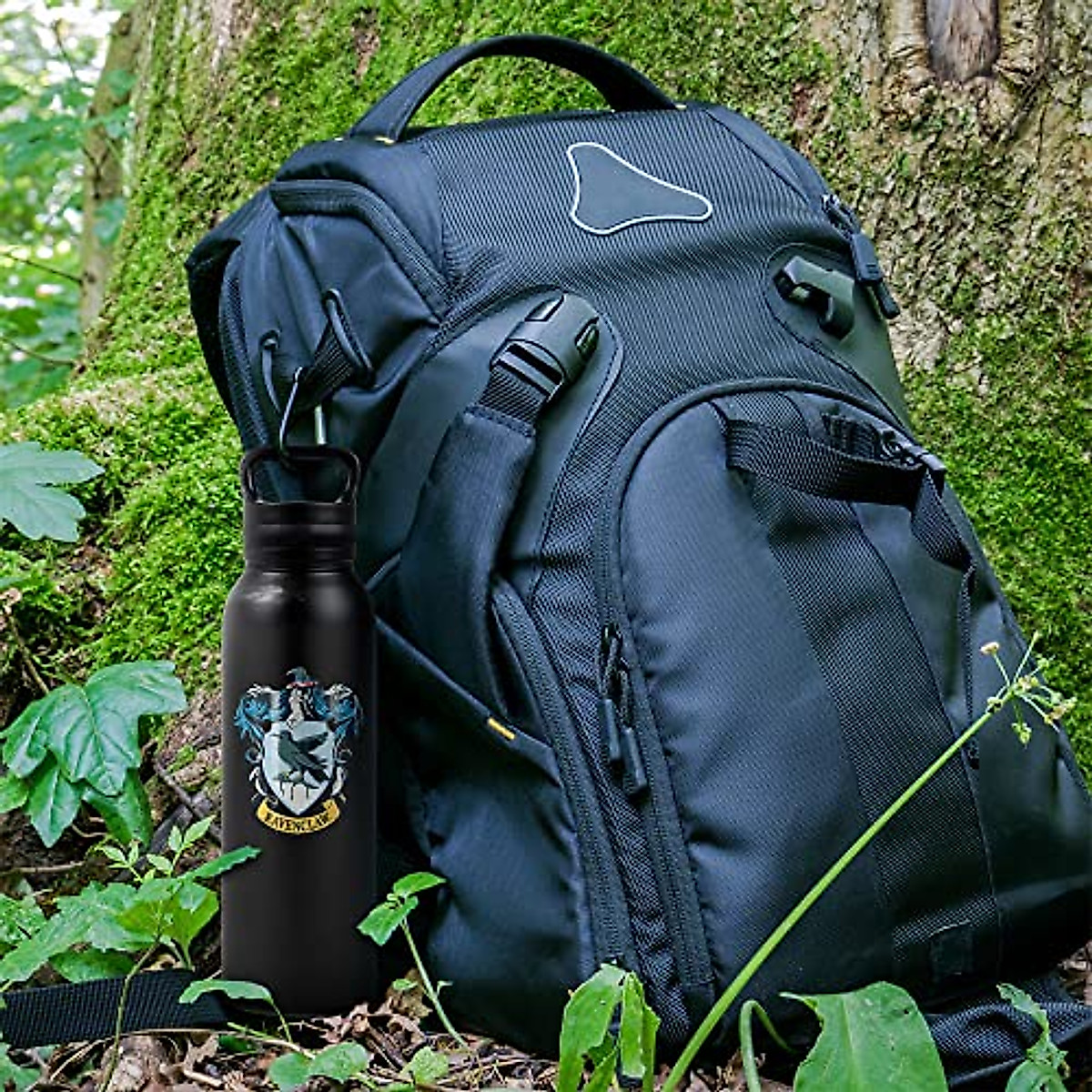 Harry Potter OFFICIAL Ravenclaw Crest 24 oz Insulated Canteen Water Bottle, Leak Resistant, Vacuum Insulated Stainless Steel with Loop Cap, Black