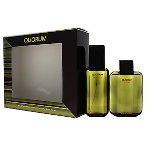 Quorum Silver by Antonio Puig for Men - Cologne And Shave Care Gift Set For Him - Eau De Toilette And Aftershave - Classic Scent - 3.4oz EDT Spray, 3.4oz After Shave Lotion - 2 Pc Gift Set