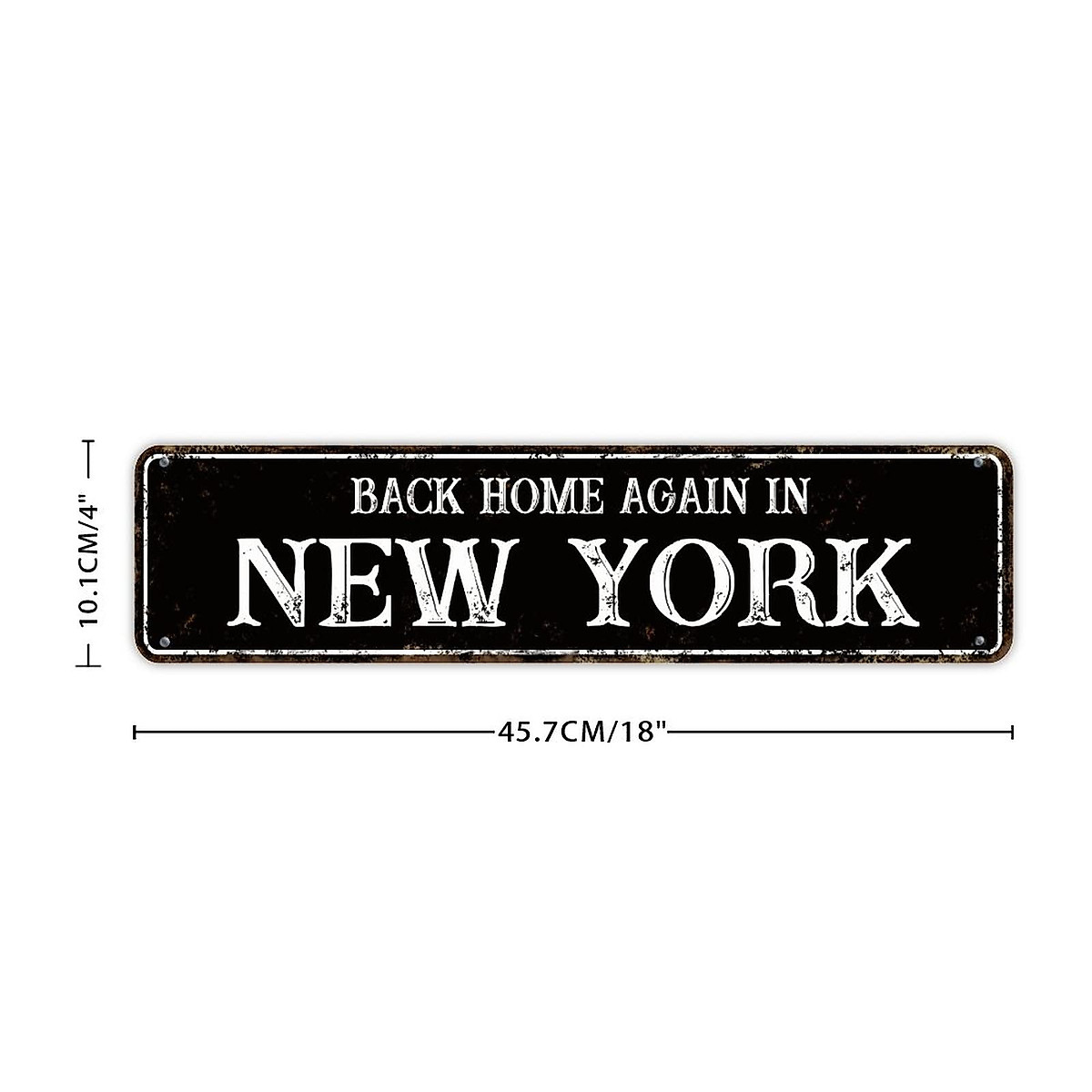 Customized Country Metal Plaque Back Home Again in New York Signs Our First Christmas in City/State Metal Signs Outdoor for Office Yard Room Home Décor 4x18in