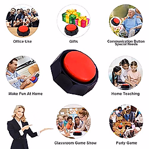 BOSKEY Dog Training Buzzer recordable Button-Record and Playback Any Message You want-10 Seconds Record Button 2 Colors(Including Battery) (Yellow+Red)
